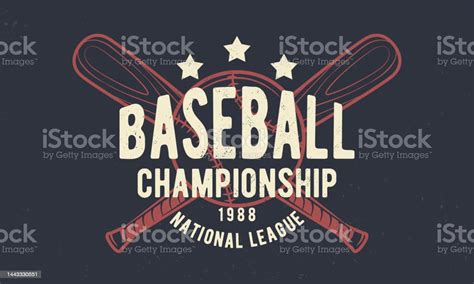 야구 리그 기호입니다 야구 선수권 대회 상징입니다 야구 방망이와 공 트렌디한 복고풍 엠블럼 레트로 프린트 텍스트와 공 실루엣이 있는 빈티지 포스터 템플렛 벡터 일러스트 레이