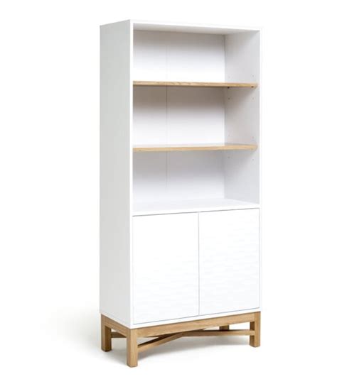 Habitat Zander Tall Textured Bookcase White And Oak Effect By Habitat