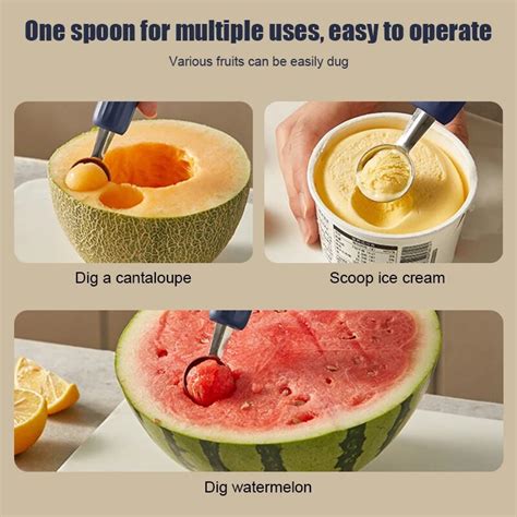 Badu Bg Кухненски инструменти Топка от неръждаема стомана Лопатка за диня Пъпеш Резачка за