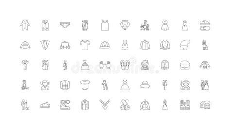 Clothing Store Concept Illustration Linear Icons Line Signs Set Vector Collection Stock