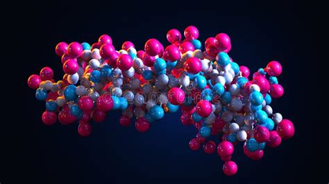 3d Molecular Model With Colorful Interconnected Atoms Forming A Complex