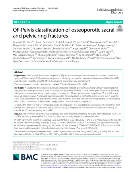 Pdf Of Pelvis Classification Of Osteoporotic Sacral And Pelvic Ring