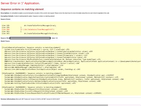Error Creating Database Tables Via Api