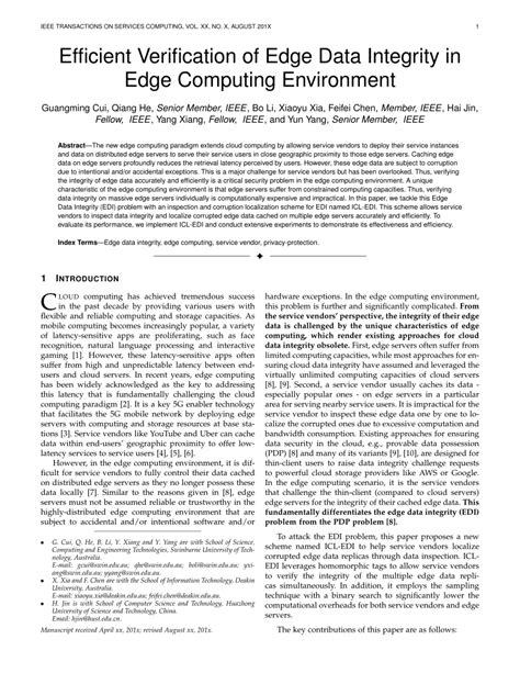 Pdf Efficient Verification Of Edge Data Integrity In Edge Computing