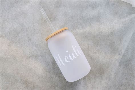 Personalized Frosted Glass Cup Iced Coffee Cup Glass Can Birthday