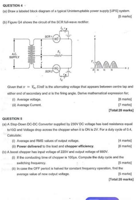Question 4 A Draw A Labeled Block Diagram Of A Typical Uninterruptable