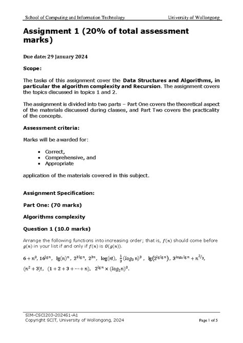 SIM A CSCI S V Specification SIM CSCI S A Assignment Of