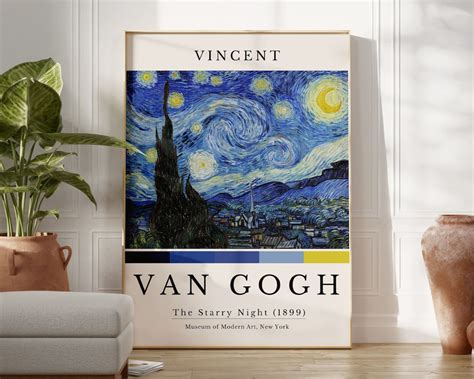 Van Gogh Starry Night Print Vintage Museum Wall Art Digital Download