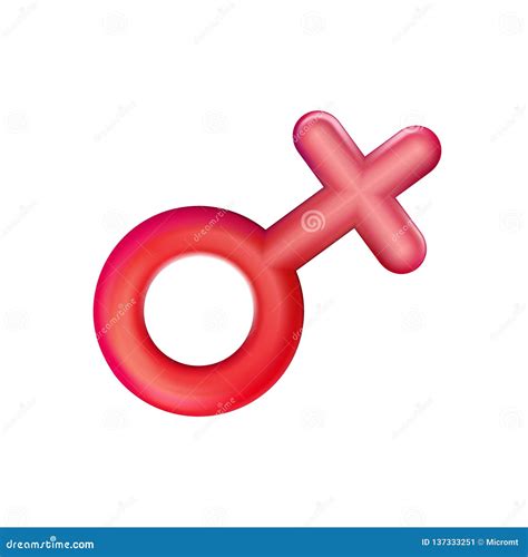 Gender Female Sign Red Icon Plastic Realistic Illustration Simple Woman Sex Symbol Isolated