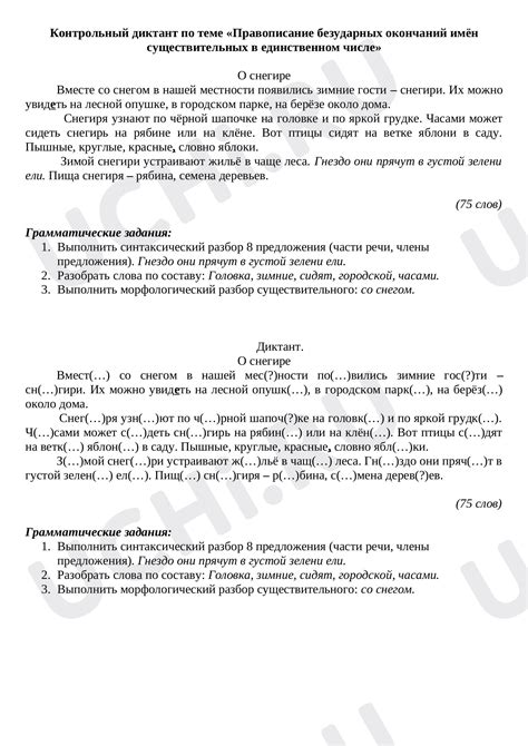 🖍 Проверочная работа по теме “Контрольный диктант по русскому языку «Правописание безударных