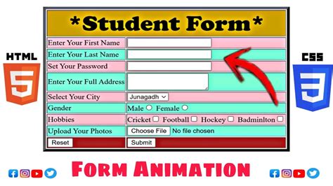 form animation animation program using html and css html css javascript youtube