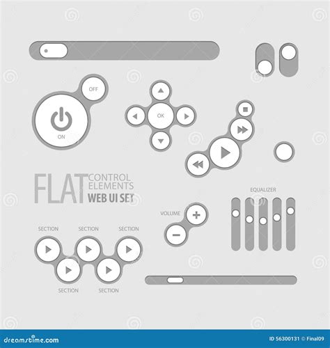 Flat Web Ui Elements Design Gray Stock Vector Illustration Of Power Slider 56300131