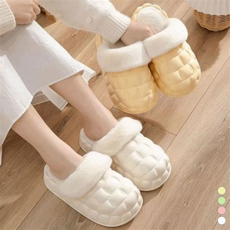 4color 푹신 마카롱 파스텔 겨울 실내용 슬리퍼 키높이 Eva 방한 털실내화 패딩 논슬립 미끄럼방지 층간소음방지 거실화 직장인 사무실 학교 임산부 조리원 쿠션 신발