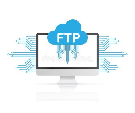 RGBFTP File Transfer Icon On Computer FTP Technology Icon Transfer Data To Server Vector