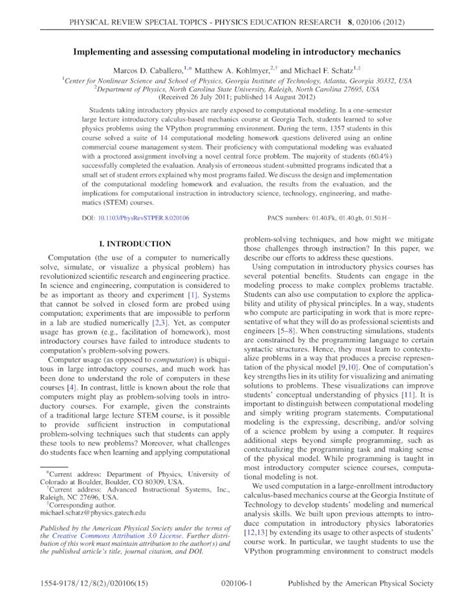 Pdf Implementing And Assessing Computational Modeling In Schatzlab