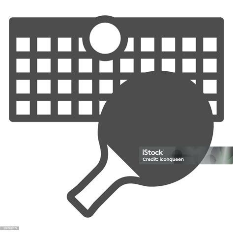 라켓과 공 솔리드 아이콘 테니스 게임 개념과 함께 뻗어 그물 벡터 그래픽 흰색 배경에 라켓 네트 볼 기호 모바일 또는 웹