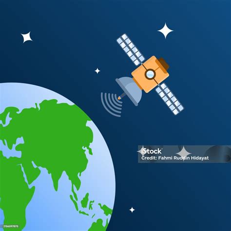 우주의 위성 개념 우주 물체 지구를 도는 위성 소행성 기술 자연 과학 우주 과학 통신 위성 추상 은유 과학 기술 아이콘입니다 Launch Party에 대한 스톡 벡터 아트