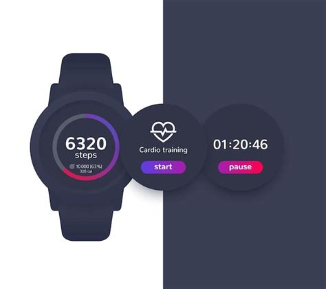 Premium Vector Wrist Watch With Fitness App Activity Tracker Timer Step Counter Ui Design