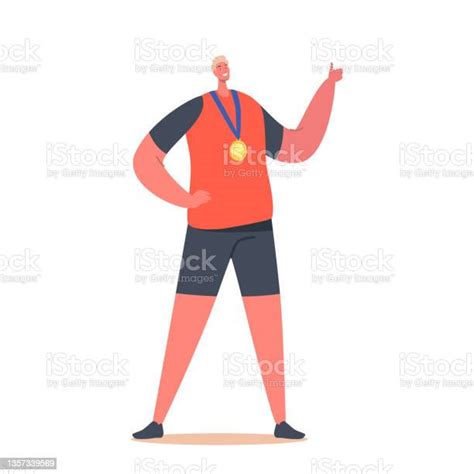 스포츠 남성 캐릭터 축구 선수 또는 목에 메달을 가진 선수 엄지 손가락을 보여주는 승리를 축하 스포츠 성공 엄지손가락을 위로에 대한 스톡 벡터 아트 및 기타 이미지 Istock