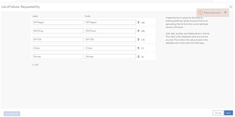 Solved Unable To Save Coded Value Domain Or List Of Value Esri Community