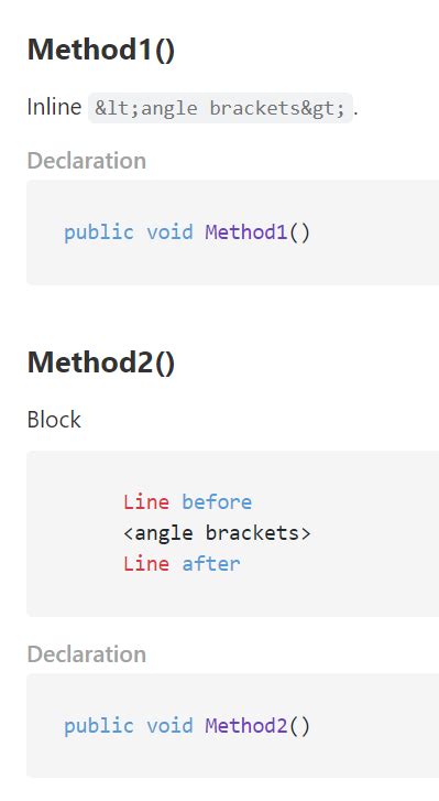 Bug Angle Bracket Escaping Is Fixed For Blocks But Not Inline Code · Issue 8629 · Dotnet