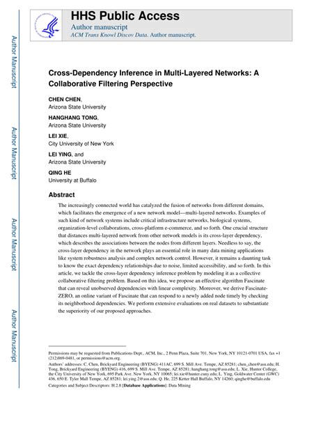 Pdf Cross Dependency Inference In Multi Layered Networks A