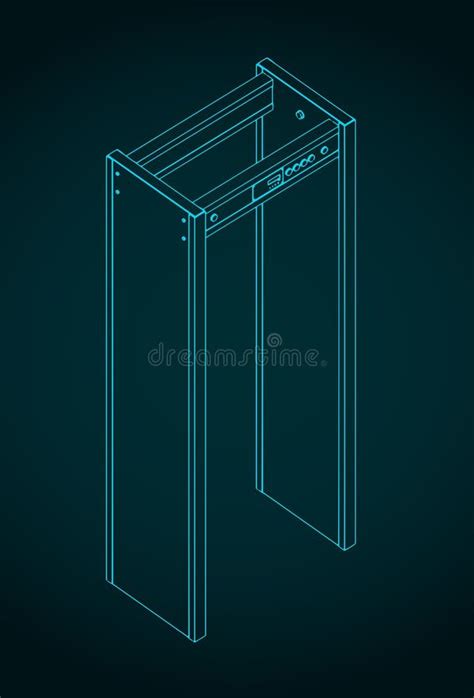 Archway Metal Detector Blueprint Stock Vector Illustration Of Drawing