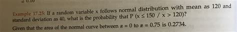 Solved Example 1725 If A Random Variable X ﻿follows Normal