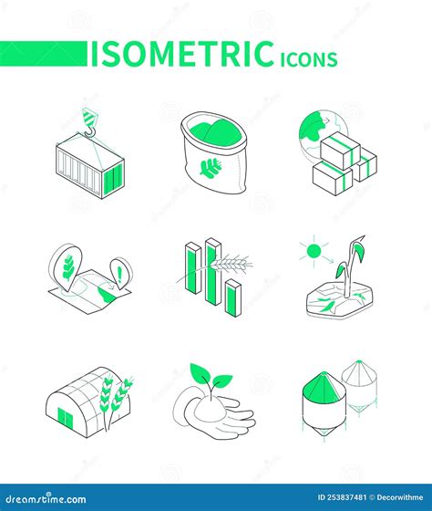 Harvest And Drought Modern Line Isometric Icons Set Stock Vector Illustration Of Isolated