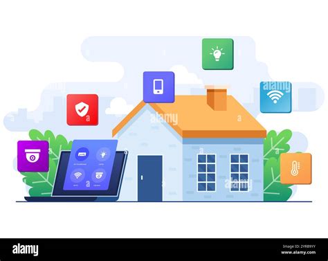 Smart Home Application Concept Flat Illustration Home Automation