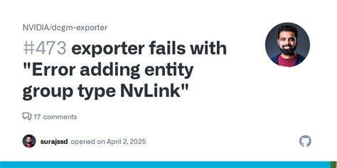Exporter Fails With Error Adding Entity Group Type Nvlink · Issue