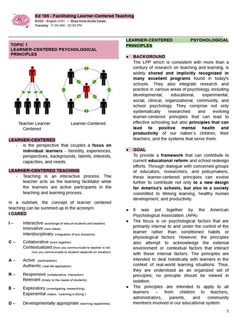ed 105 facilitating learner centered teaching pdf learning