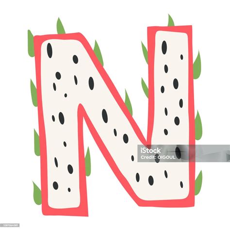 편지 N의 형태로 드래곤 과일 과일 레터링 디자인 벡터 그림입니다 건강한 식생활에 대한 스톡 벡터 아트 및 기타 이미지 건강한 식생활 과일 교육 Istock