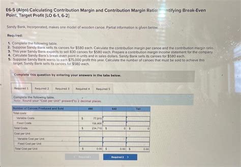 solved e6 5 algo calculating contribution margin and