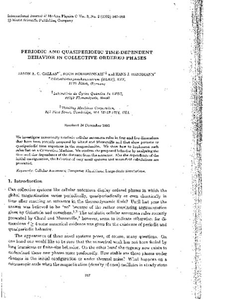 Pdf Periodic And Quasiperiodic Time Dependent Behavior In Collective Ordered Phases