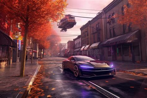 Autonomous Vehicle Navigating Through Urban Environment Stock