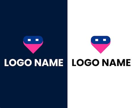 로봇 기호 로고 디자인 서식 파일과 사랑 프리미엄 벡터