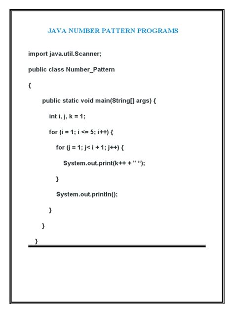 Java Number Pattern Programs Pdf Computers