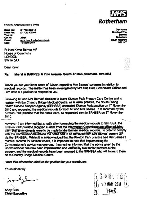 Nhs Complaints March 2013