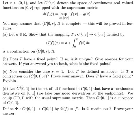 Solved Let R And Let C R Denote The Space Of Chegg