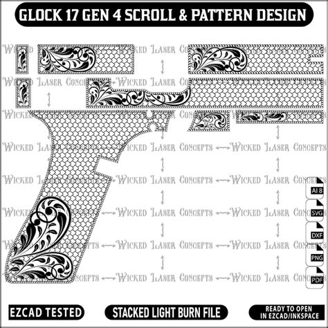 Glock 17 Gen 4 Scroll Design With Stacked Lightburn File Etsy