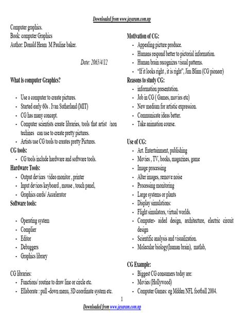 Computer Graphics Note Pdf Computer Graphics Touchscreen