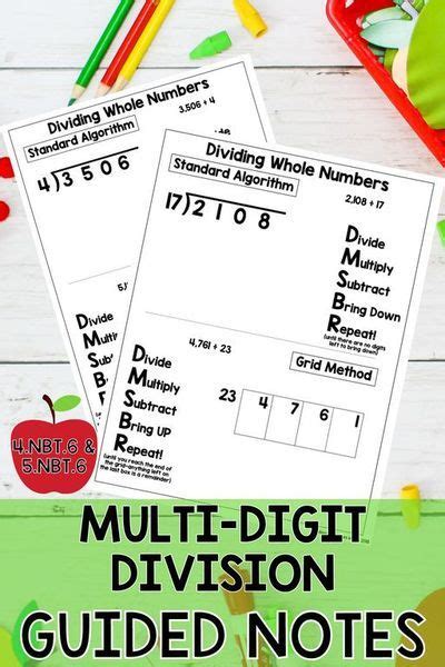 Dividing By And Digit Divisors GUIDED MATH NOTES Guided Math Upper Elementary Math Math