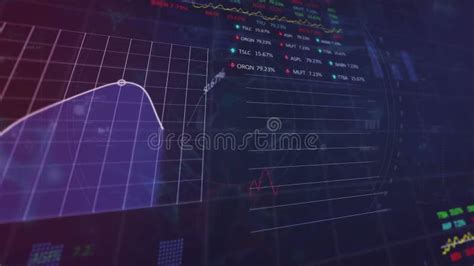 Animation Of Network Floating Over Graph And Charts Processing Data On