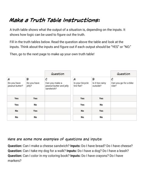Make A Truth Table World Book Worksheets Library