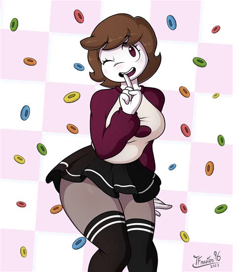 Rule 34 Black Legwear Black Skirt Breasts Brown Hair Cereal Food Food