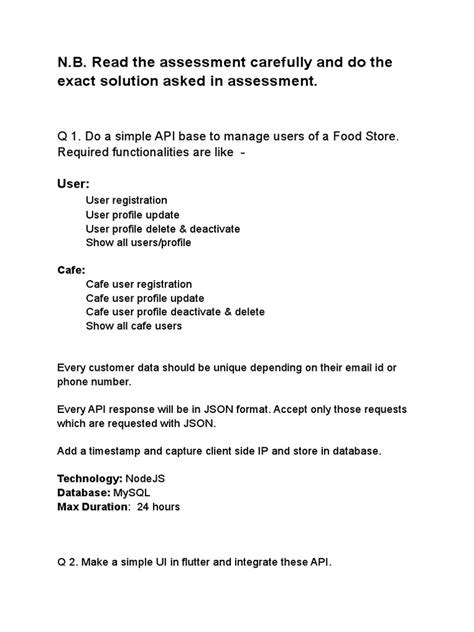 flutter backend with api assessment cehpoint pdf