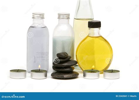 Spa Stones Oils And Candles Stock Image Image Of Aroma Isolated