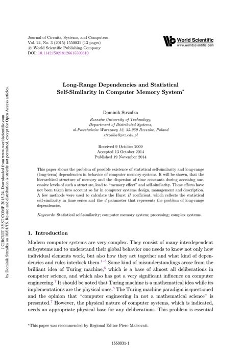Pdf Long Range Dependencies And Statistical Self Similarity In Computer Memory System