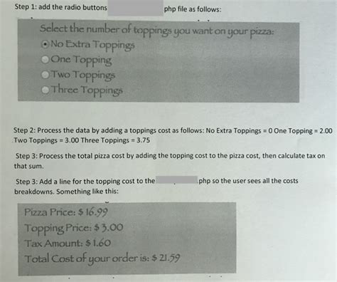 Solved Step Add The Radio Buttons Php File As Follows Chegg Com